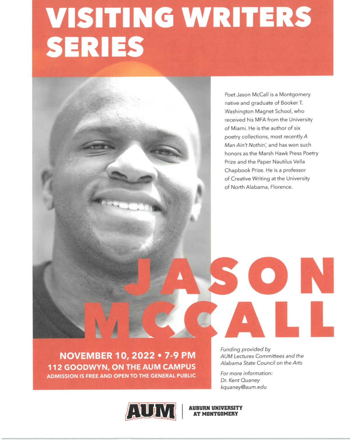 AUM Visiting Writers Series: Poet Jason McCall – Alabama Writers' Forum